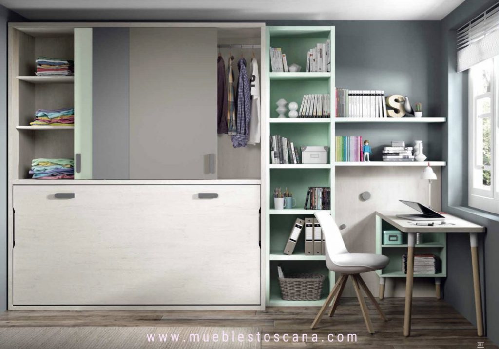 Dormitorios juveniles con camas abatibles - Muebles Toscana